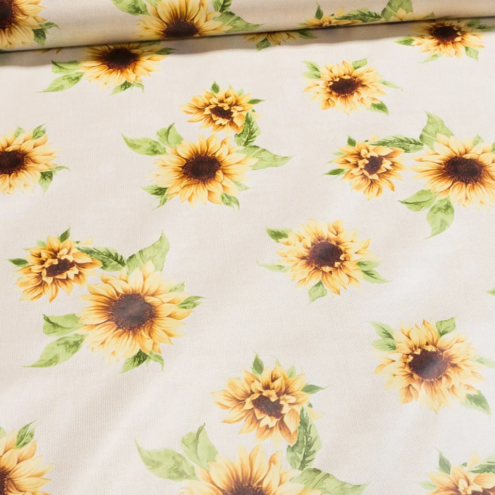Bonita ubrus PVC s textilním podkladem 5Q1/01, žluté slunečnice na pytlovině, š.140cm (metráž)