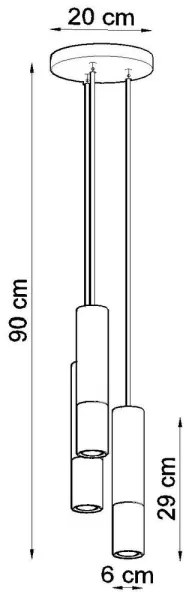 Sollux SL.0955 - Lustr na lanku LOOPEZ 3xGU10/10W/230V kulatý černá/zlatá