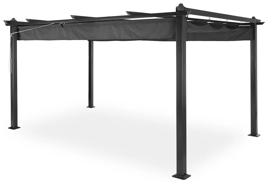 Pantheon, pergola, přístřešek, 3 x 4 m, hliník, stříška proti slunci, polyester, šedá