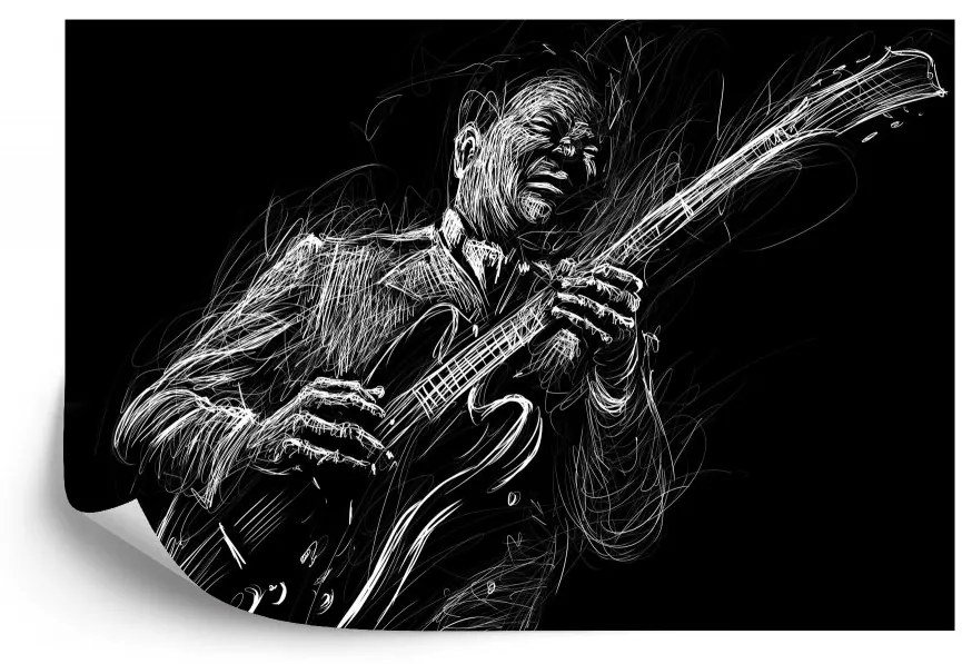 Fototapeta Malovaný Bluesový Hudebník Hladký vinyl 416x254