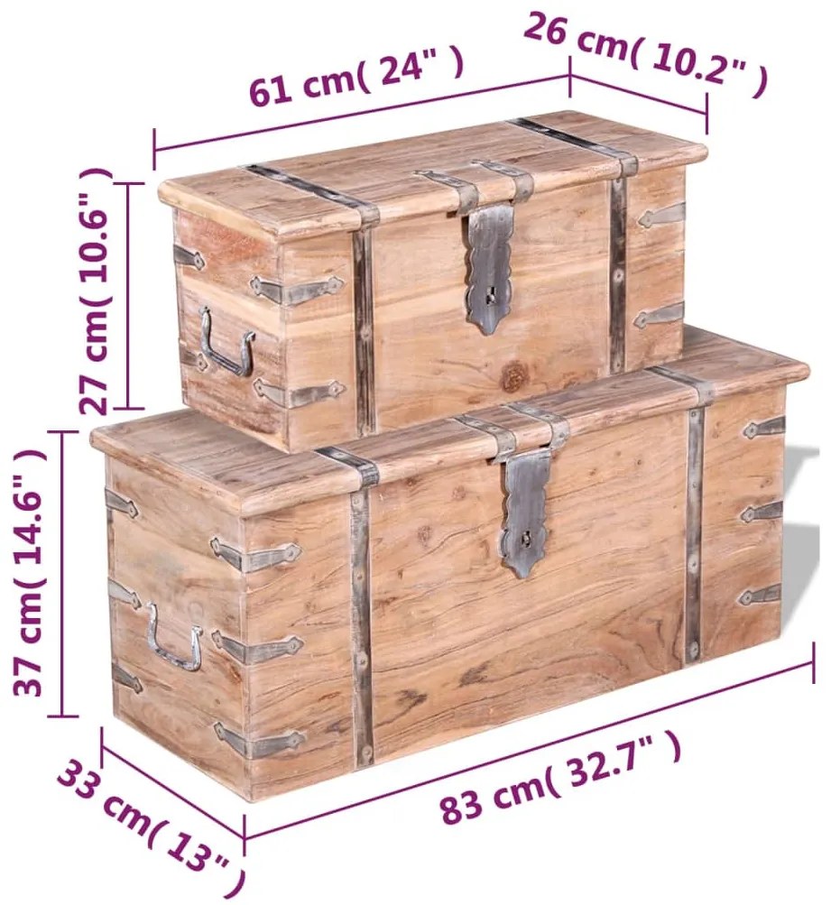 vidaXL Marketos Úložné truhly sada 2 ks akáciové dřevo