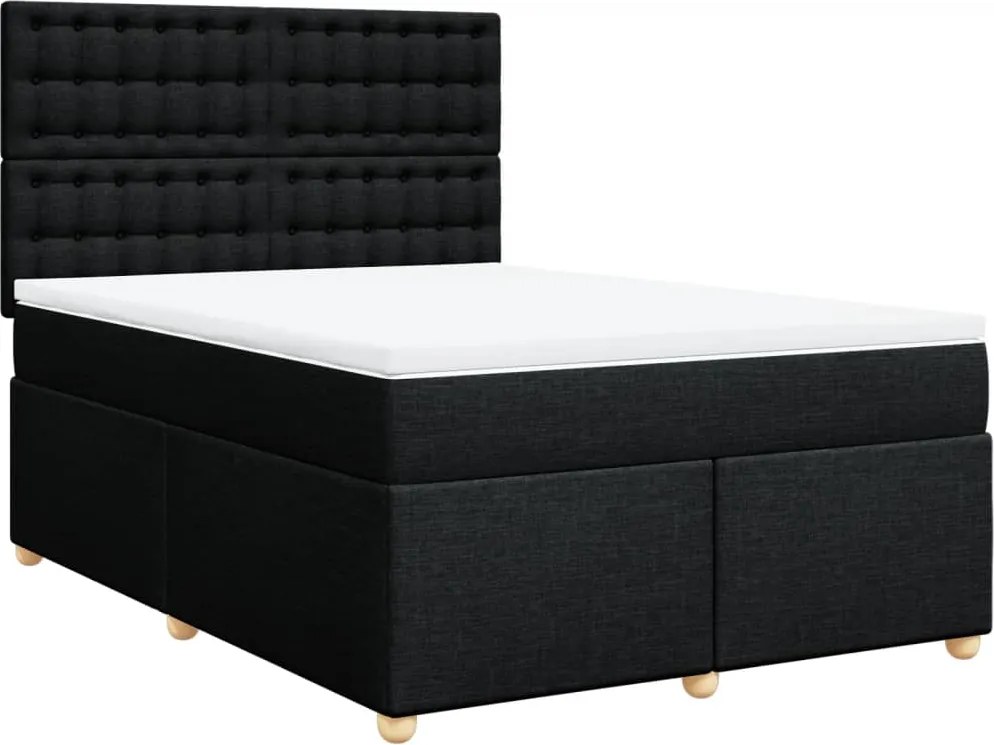 Box spring postel s matrací černá 140x200 cm textil 3293619