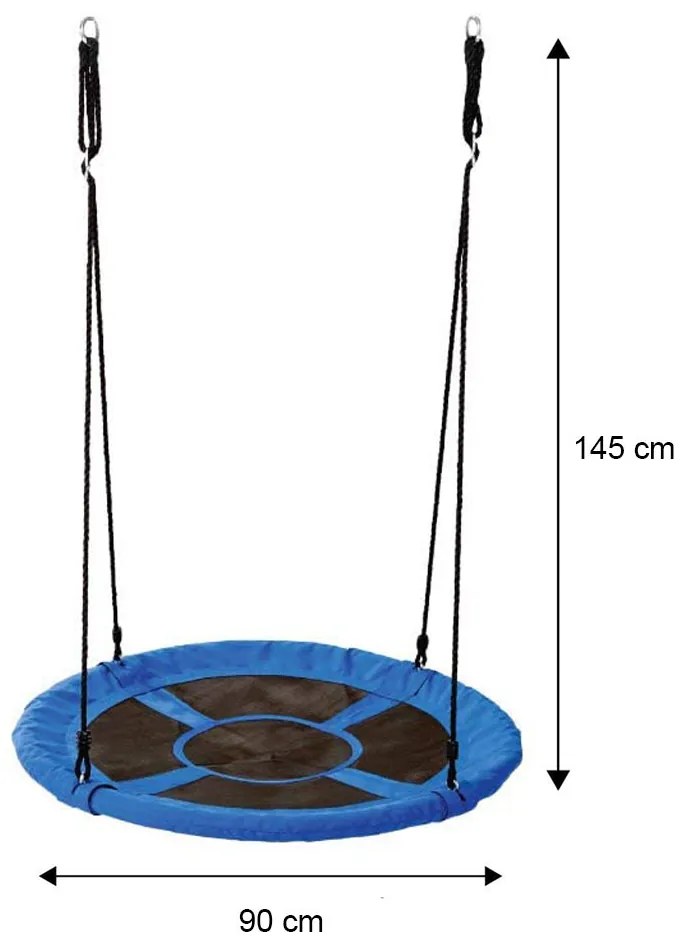 Závěsná houpačka ve tvaru kruhu, 90 cm - modrá, bez stanu