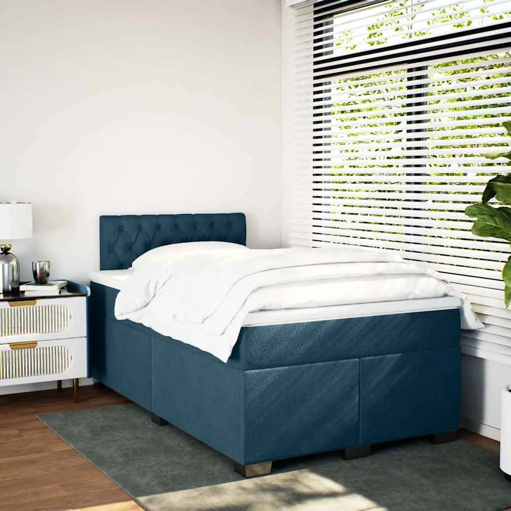 Box spring postel s matrací tmavě modrá 120 x 200 cm samet 3286292