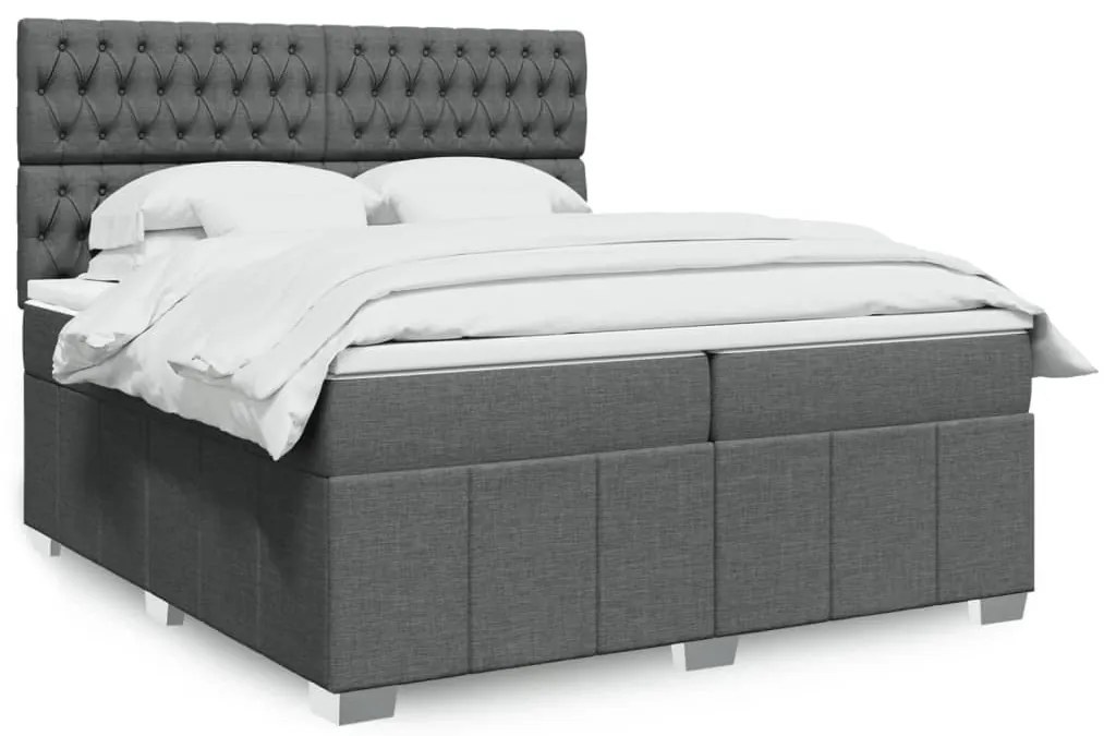 Box spring postel s matrací tmavě šedá 200x200 cm textil 3291783