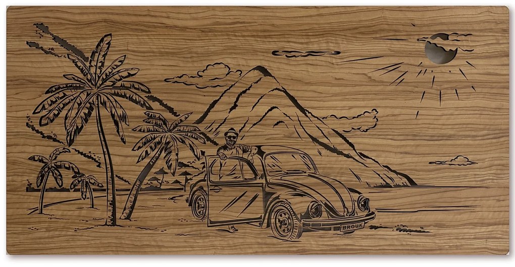 Li-Go "Volkswagen Brouk" světelný obraz 230V 120x60cm provedení povrchu: dub světlý