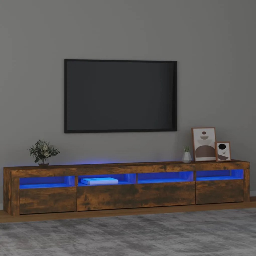 TV skříňka s LED osvětlením kouřový dub 240x35x40 cm 3152727