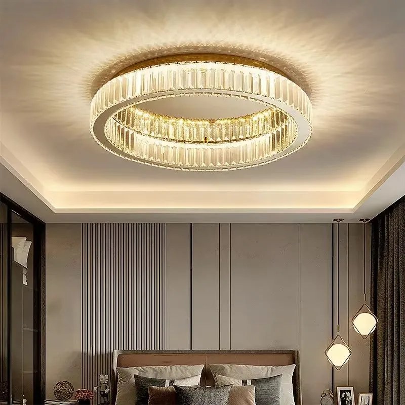 Toolight Toolight, LED stropní křišťálové svítidlo 39cm, 24W, 4000K, 1500lm, APP1719-C 40, zlatá lesklá, OSW-09300