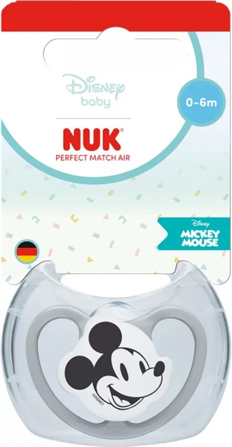Dudlík NUK Perfect Match Air Disney Mickey Mouse 0-6 měsíců grey, vel. 0-6 m