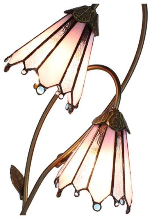 Stolní lampa Tiffany Flowerbell pink – 35x18x61 cm