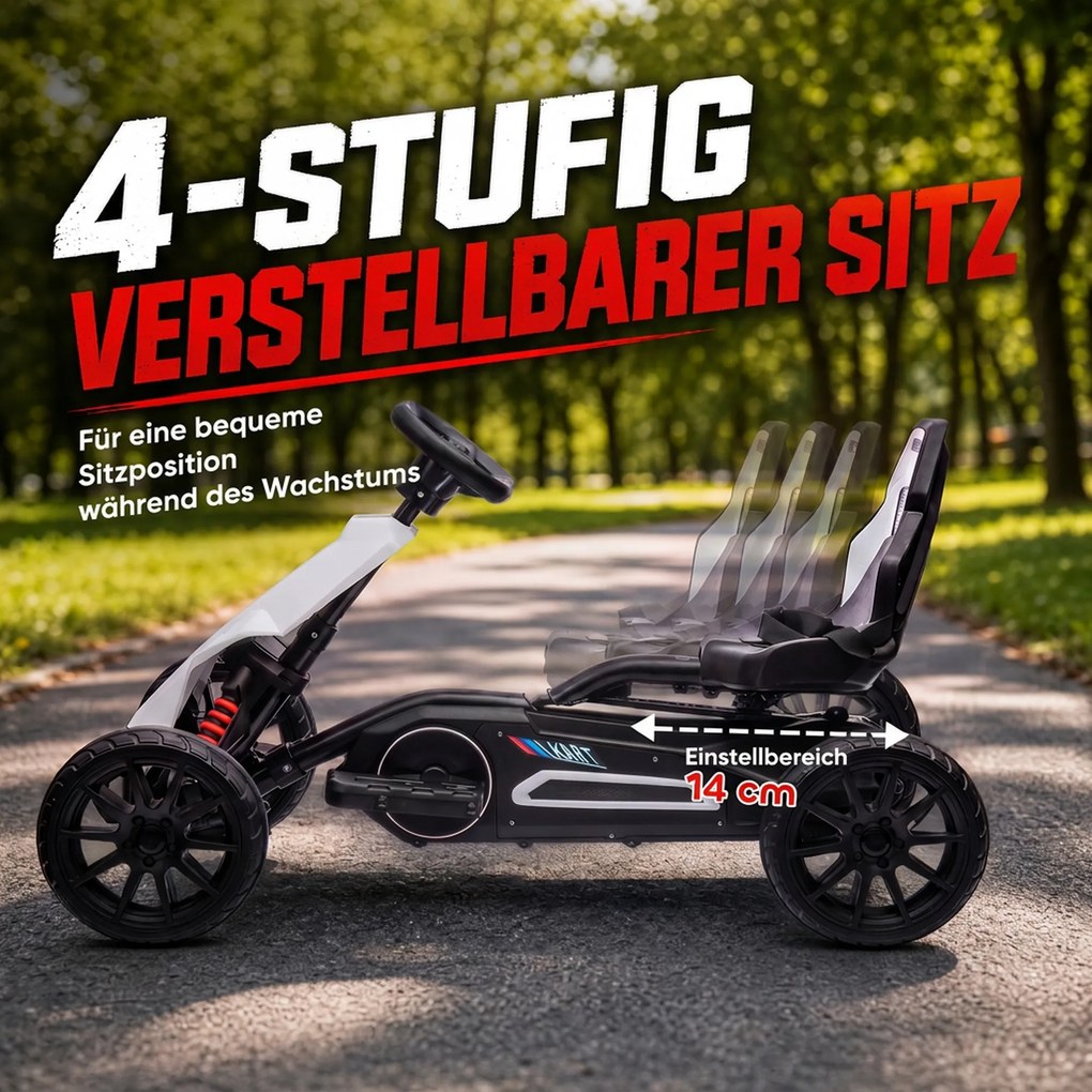HOMCOM Dětský elektrický go-kart 12V 3-5 km/h Drift kart s 2 rychlostními režimy, bezpečnostním pásem, volantem, dětský go-kart pro děti ve věku 3-8 …