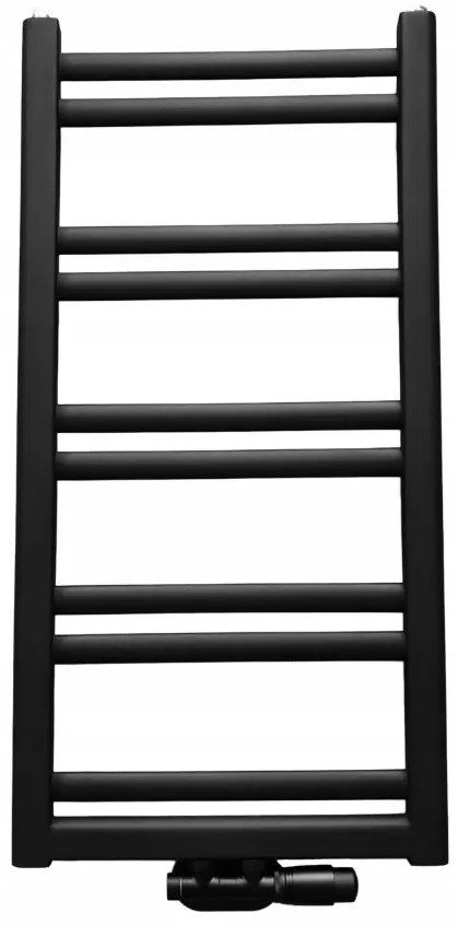 Regnis Retro, topné těleso 440x1100mm se středovým připojením 50mm, 470W, černá matná, RETRO110/40/D5/BLACK