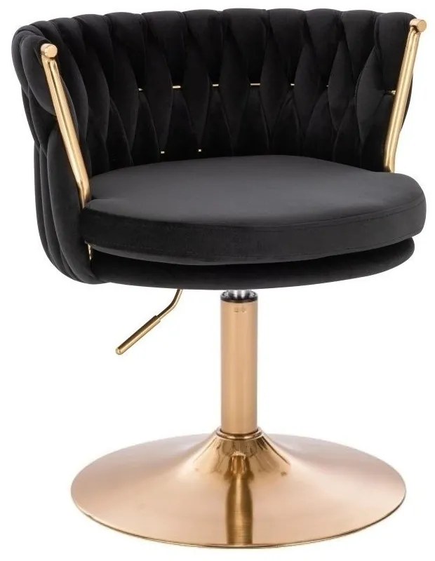 LuxuryForm DESIGN Otočná židle LYON VELUR na zlatém talíři - černá