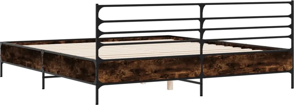 Rám postele kouřový dub 180 x 200 cm kompozitní dřevo a kov 3280059