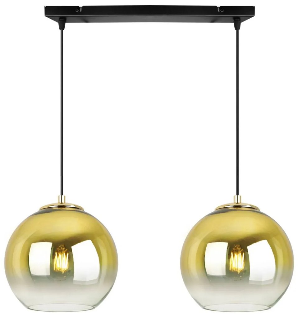 Závěsné svítidlo Bergen Gold, 2x zlaté/transparentní skleněné stínítko (fi 20cm)