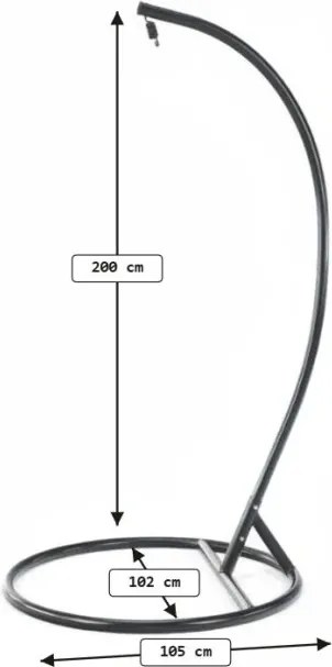 Černé závěsné křeslo KOKON se stojanem, béžový polštář se vzorem