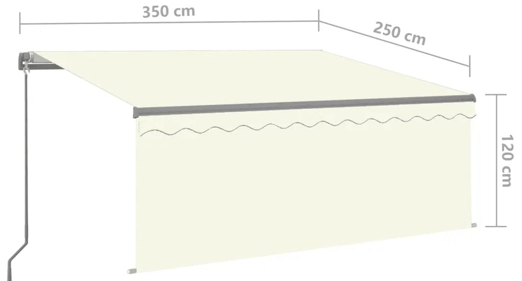 vidaXL Marketos Ručně zatahovací markýza s roletou 3,5 x 2,5 m krémová