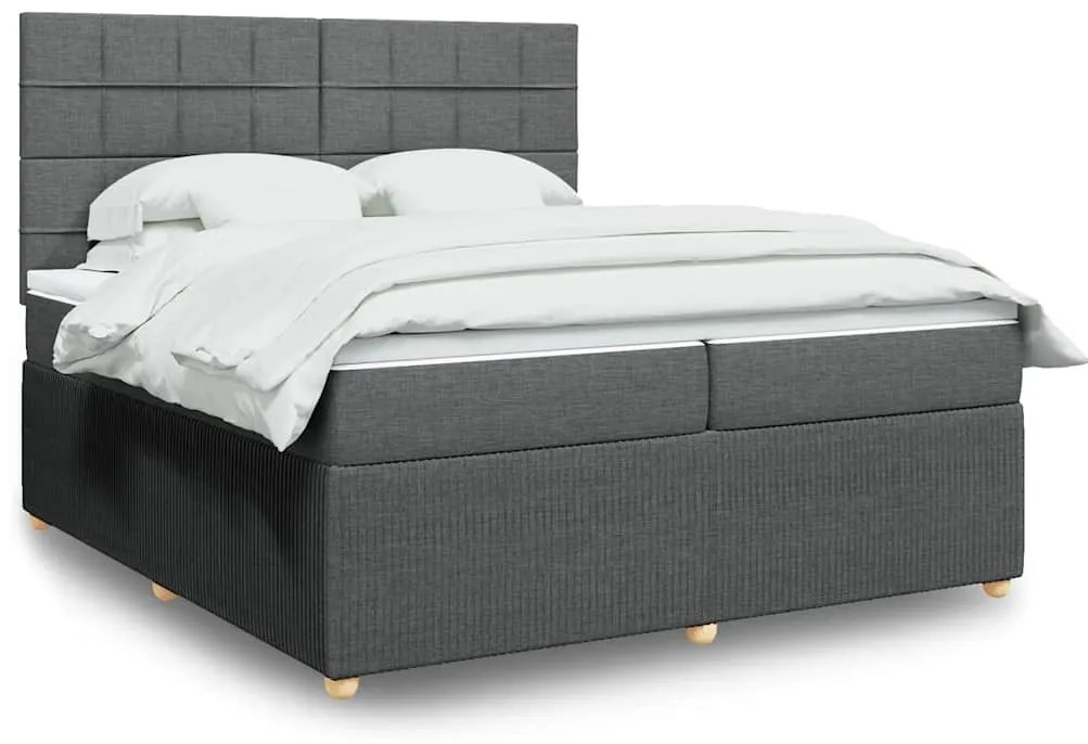 Box spring postel s matrací tmavě šedá 200x200 cm textil 3292164
