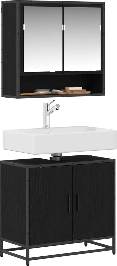 Sada koupelnového nábytku 2 ks Černý dub 65 x 33 x 60 cm 3402347