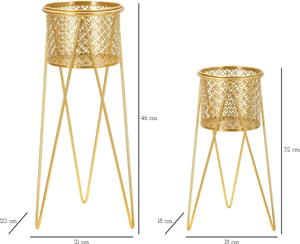 Sada 2 ks stojanů na květiny Nat B zlatá