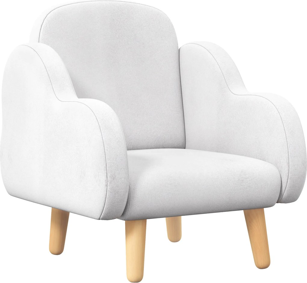 Dětské křeslo ZONEKIZ Infant s designem mraků, super jemné na dotek a 4 nohama pro děti 18-36 měsíců, nosnost 40 kg, 46x51x55 cm Bílá | Aosom