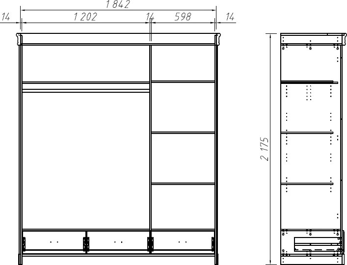Massivo.cz Šatní skříň 3D Toskania se zrcadlem a zásuvkami, bílá, masiv, borovice