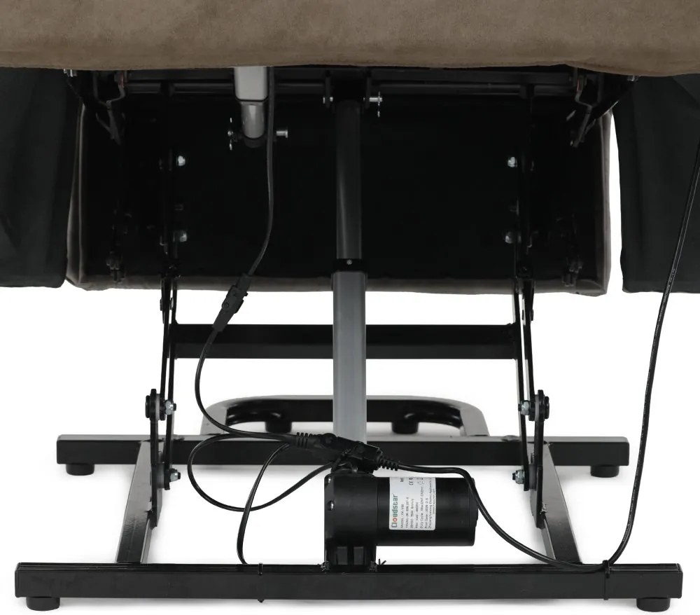 Relaxační křeslo AGAN s elektrickým polohováním — 2 motory, látka, hnědá