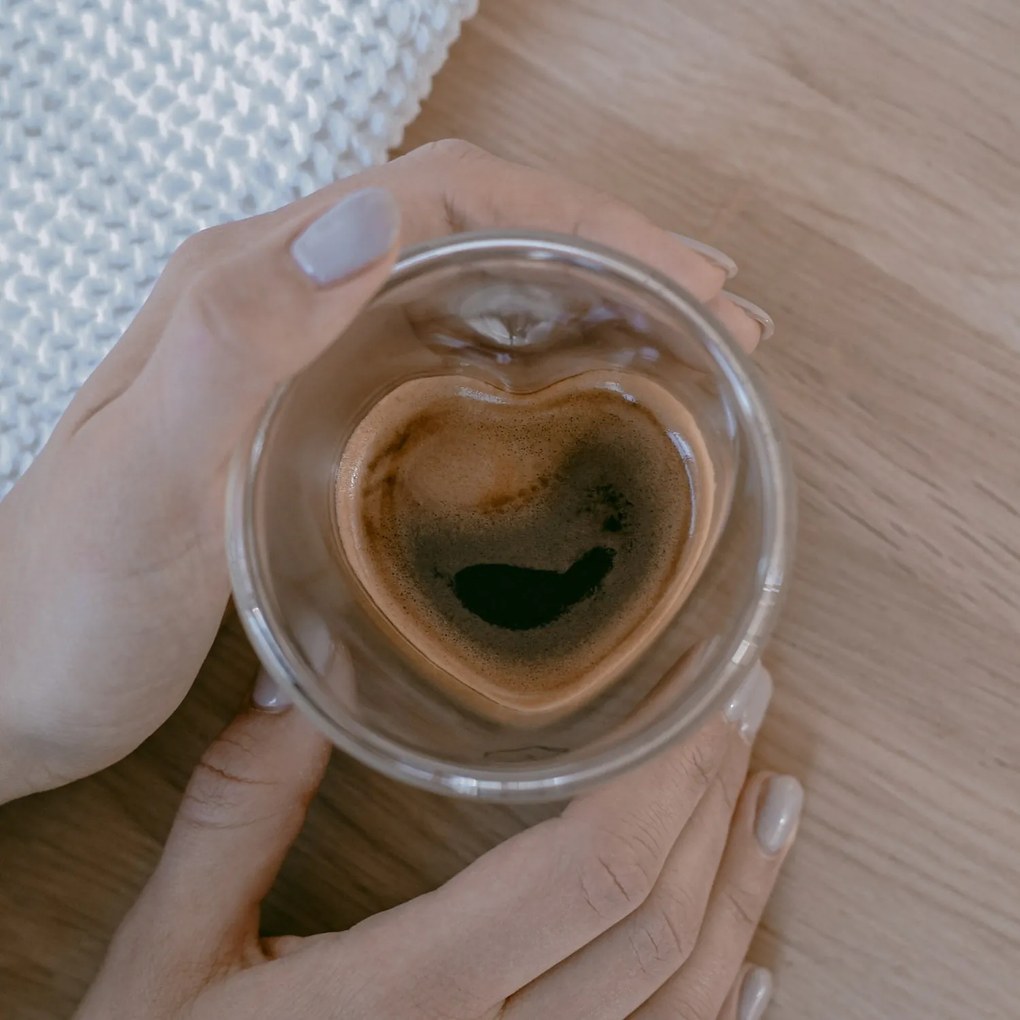 Eulenschnitt Dvoustěnná sklenice na espresso Heart 100 ml, čirá barva, sklo