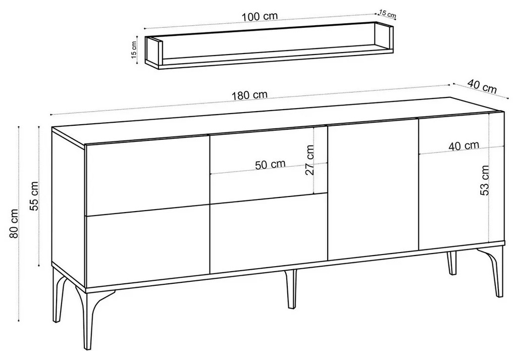 Skříňka s poličkou Lucky White and Black