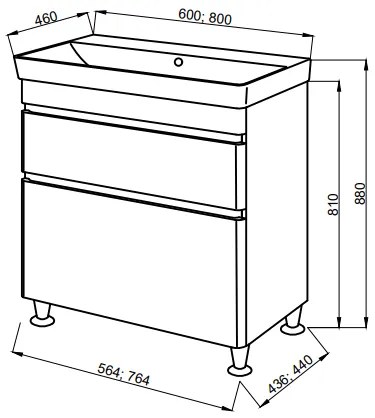 Lavedo Vivace Antracit 80 koupelnová skříňka s umyvadlem