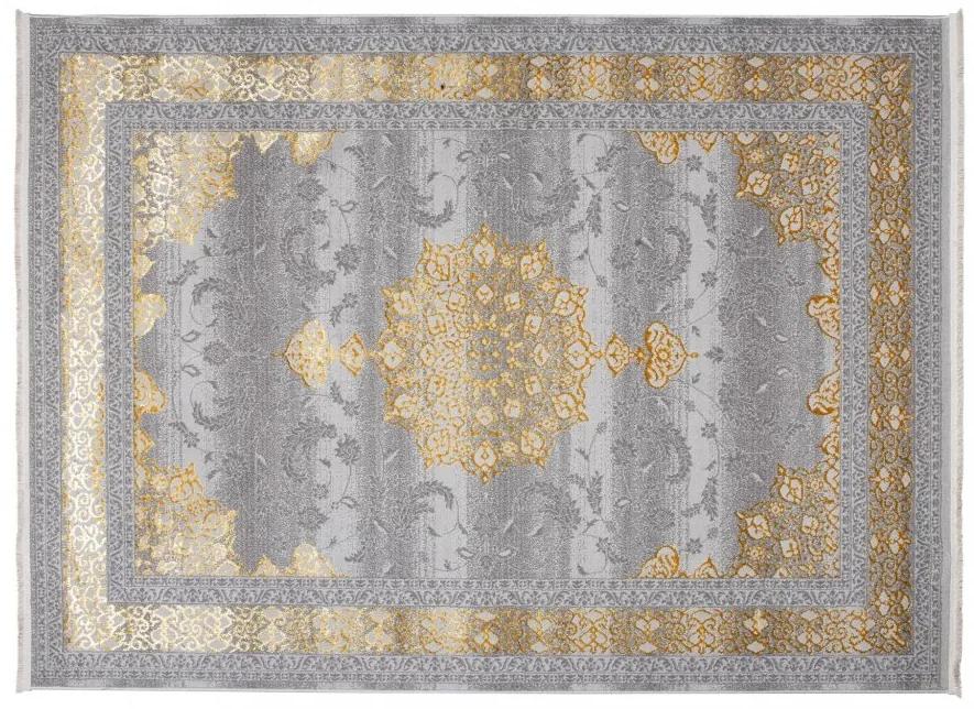 Exkluzivní šedý koberec se zlatým orientálním vzorem Šířka: 120 cm | Délka: 170 cm