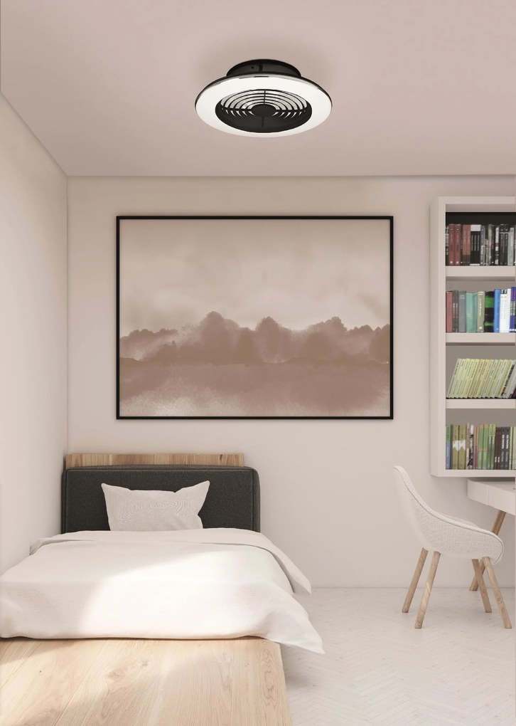 Mantra 7495 Alisio Mini, stropní svítidlo s ventilátorem a dálkovým ovladačem, LED 70W 2700K-5000K, černá, průměr 52,5cm
