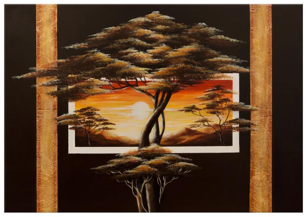Gario Ručně malovaný obraz Africká země a stromy Rozměry: 100 x 70 cm