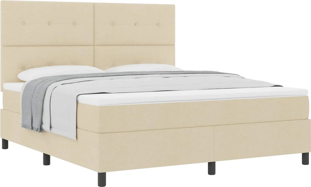 Postel s boxspringem s čelo Krémová 180 x 200 cm textil 3339411