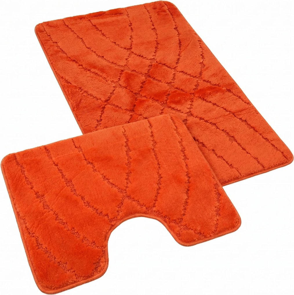 Kvalitex Koupelnová a WC předložka dráhy oranžové SADA 60 x 100 cm + 60 x 50 cm