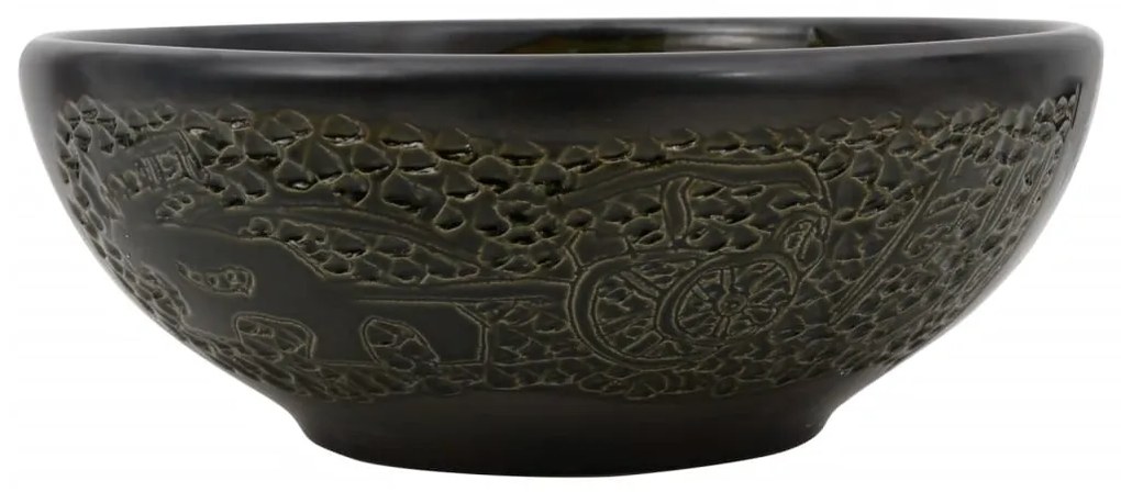 vidaXL Umyvadlo na desku černé kulaté Φ 41 x 14 cm keramika