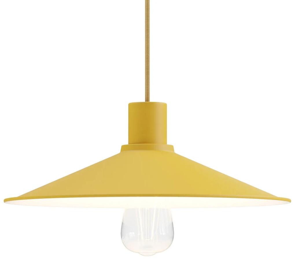 creative cables Závěsná lampa s textilním kabelem a pastelovým stínidlem swing Barva: Hořčicová žlutá