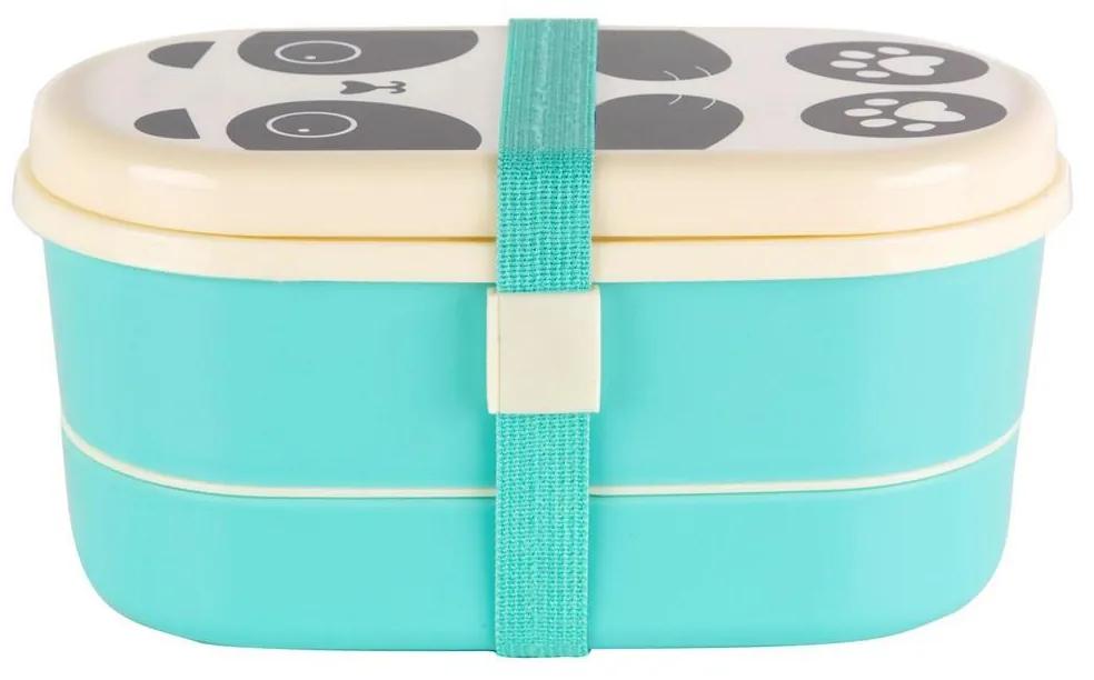sass & belle Krabička na jídlo Bento box Panda, modrá barva, zelená barva,  plast | BIANO