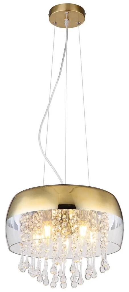 Závěsné designové osvětlení KALLA, 5xE14, 25W, zlaté sklo, 35cm, kulaté Globo KALLA 15838H