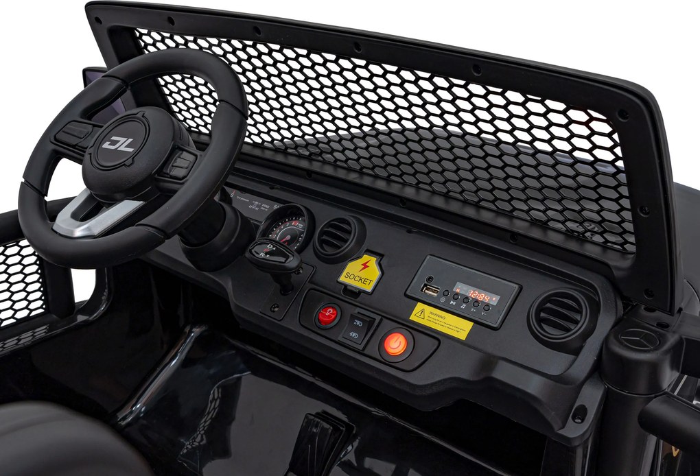 Ramiz Terénní auto OFF-ROAD 3.0 pro děti černé + dálkové ovládání + pomalý start + pásy + LED a zvuky