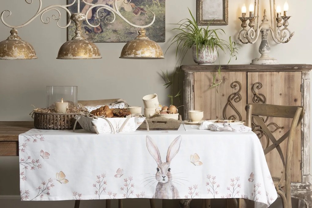 Bavlněný ubrus s velikonočním motivem Rustic Easter Bunny - 150*250 cm