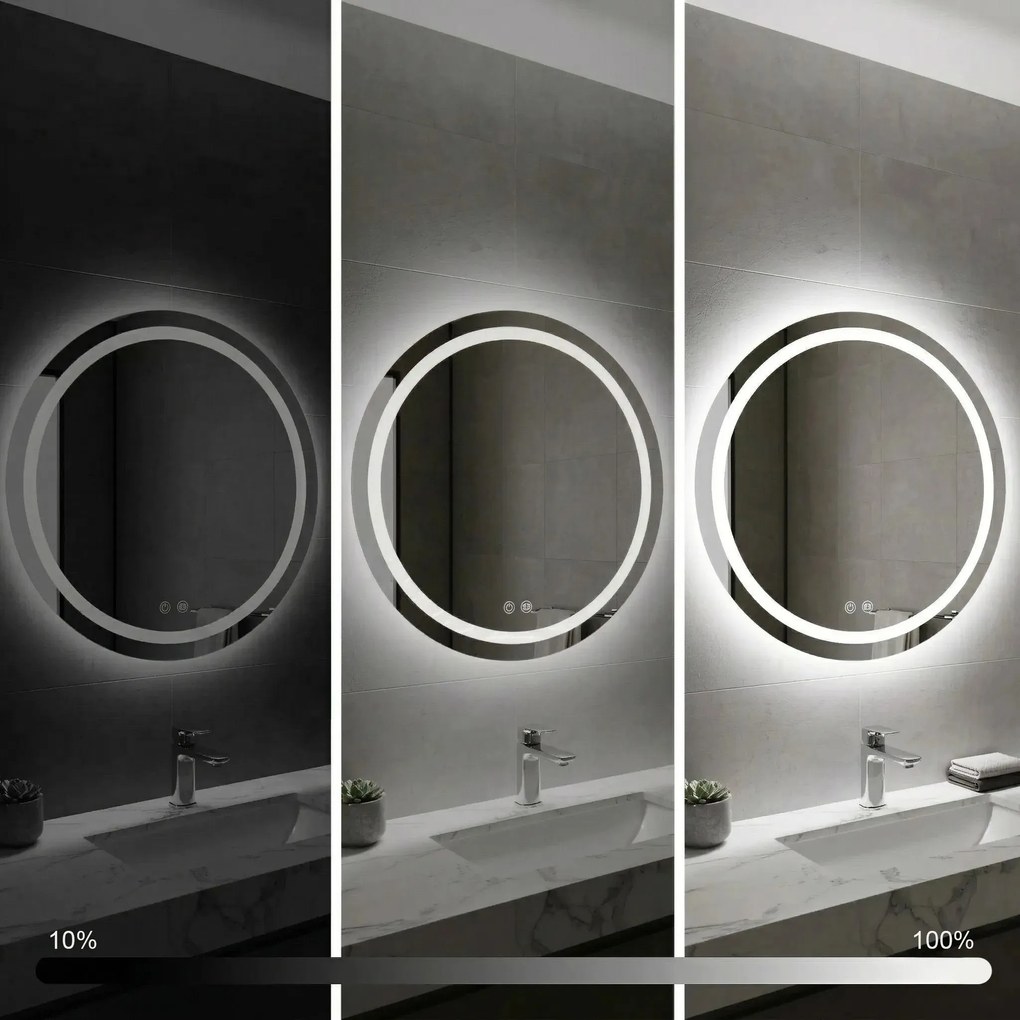 Tutumi Zrcadlo ⌀70 cm s vyhříváním a regulovatelným LED osvětlením HOM-00204