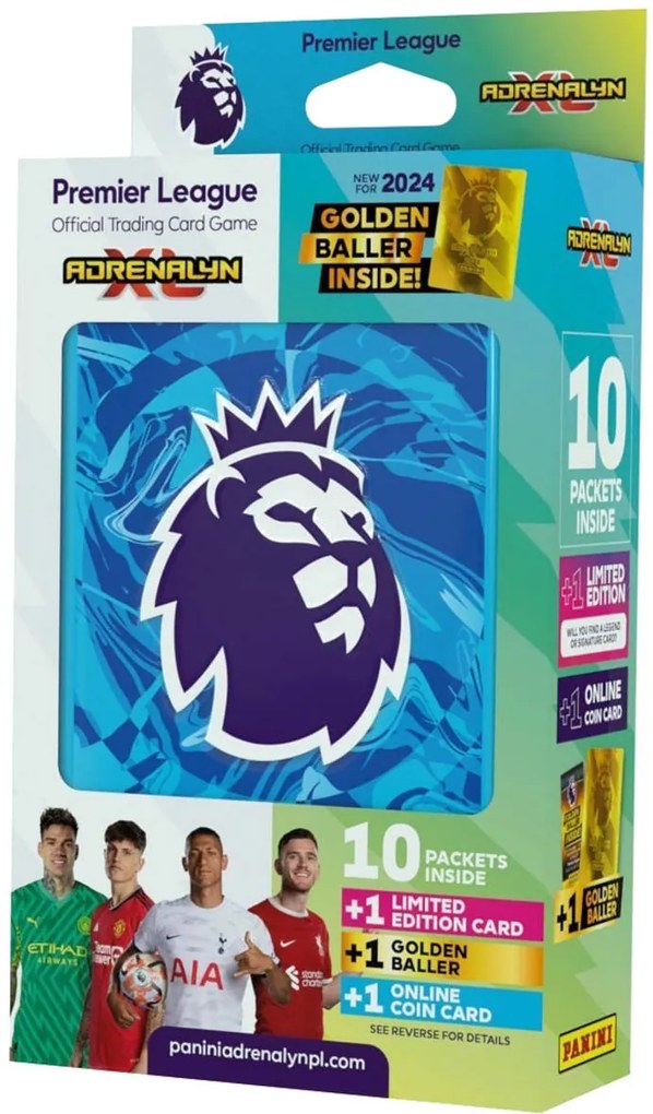 _Ostatní 1_ PANINI PREMIER LEAGUE 23/24 Sběratelské karty Adrenalyn XL 10x booster plechovka 6746