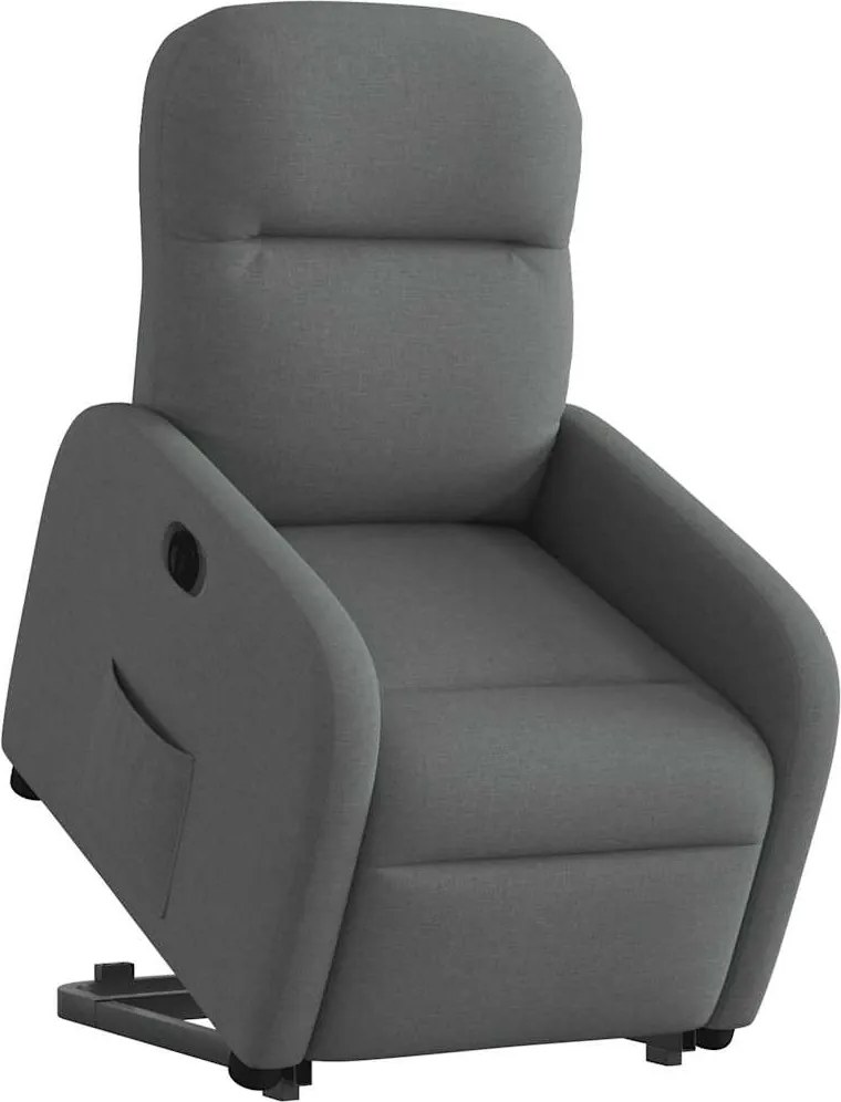 Elektrické zvedací polohovací křeslo tmavě šedé textil 3302993