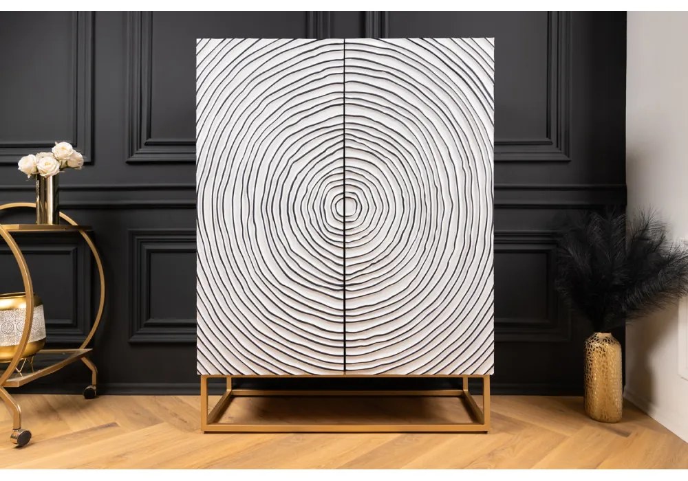 Massive home | Vysoká komoda Zen Circle 120cm  bílá / černá