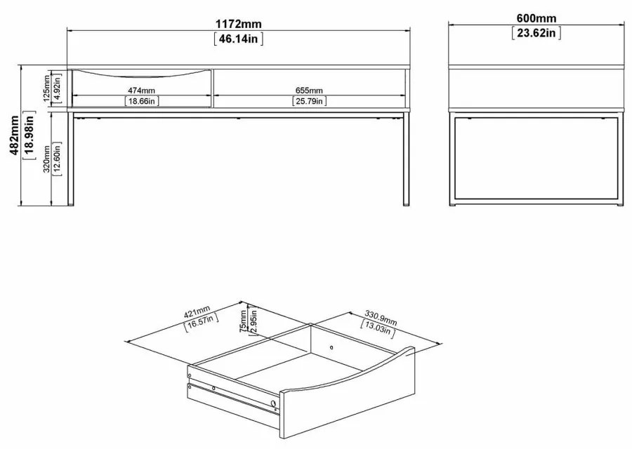 Tvilum Konferenční stolek Sheba černý MAT/dub sonoma