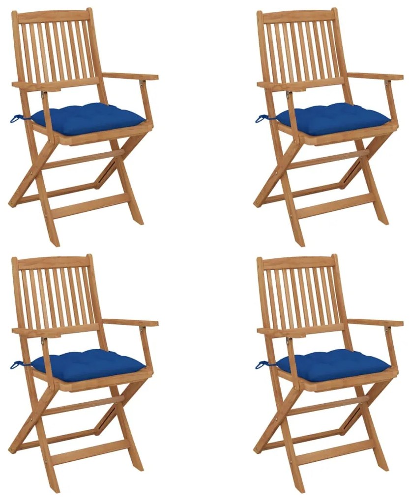 3064642 vidaXL Skládací zahradní židle s poduškami 4 ks masivní akáciové dřevo