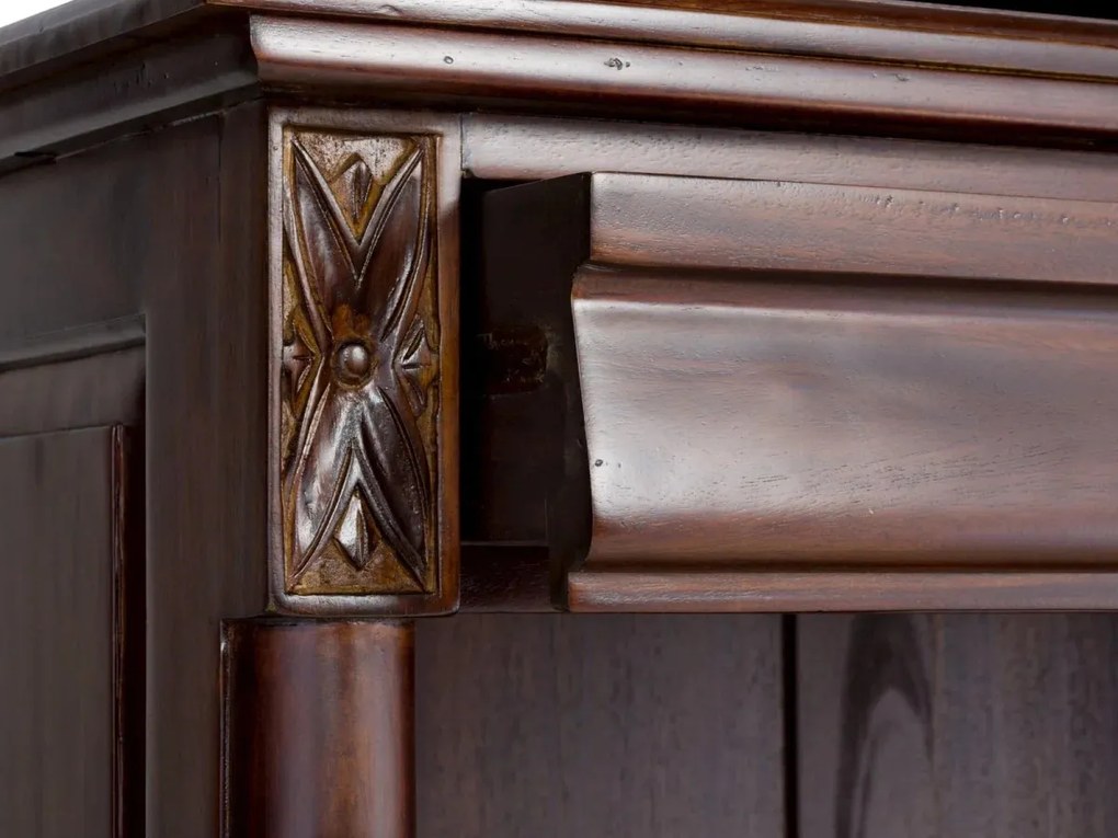 furniture-nabytek.cz - Masivní knihovna Camford II z mahagonu, lakovaná, hnědá – 85×36×180 cm