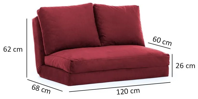 Vínová rozkládací pohovka 120 cm Taida – Balcab Home