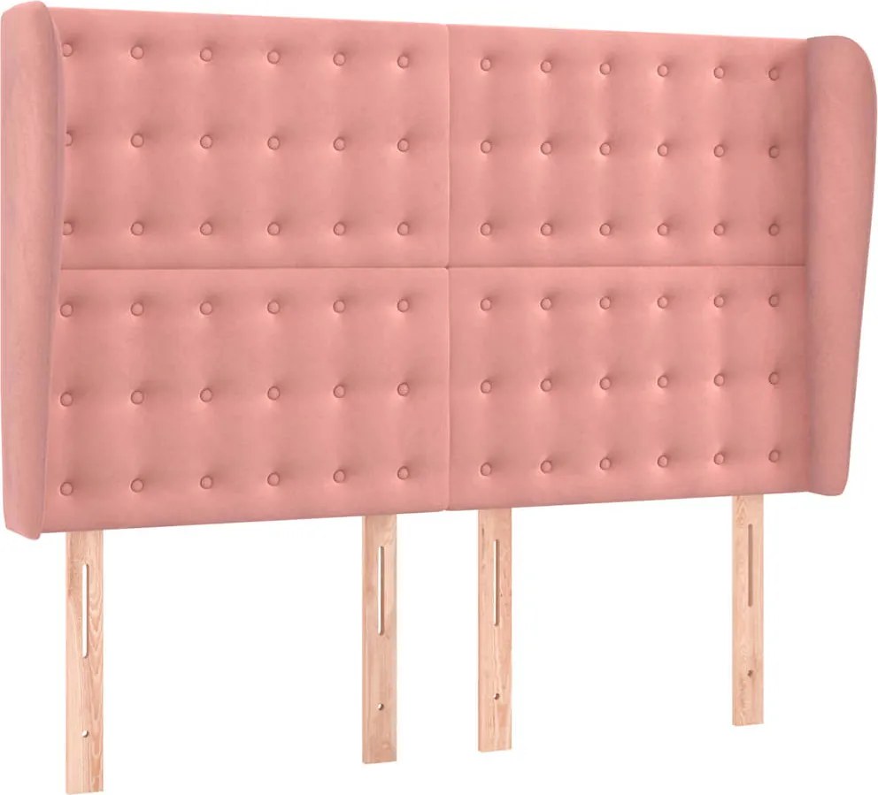 Čelo postele typu ušák růžové 147x23x118/128 cm samet 3118443